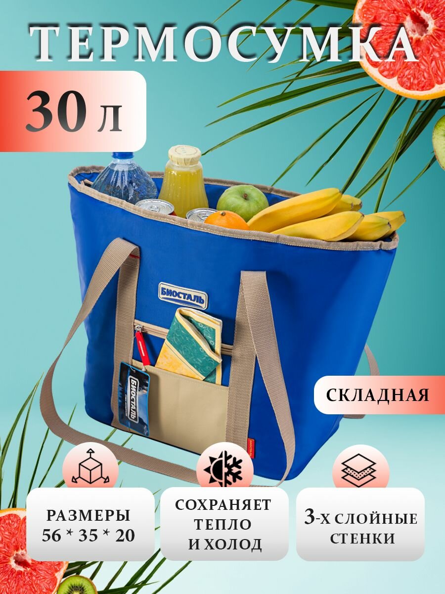 Термосумка (сумка-холодильник) Biostal Фэмили, TВ-30B, синий, 30 л