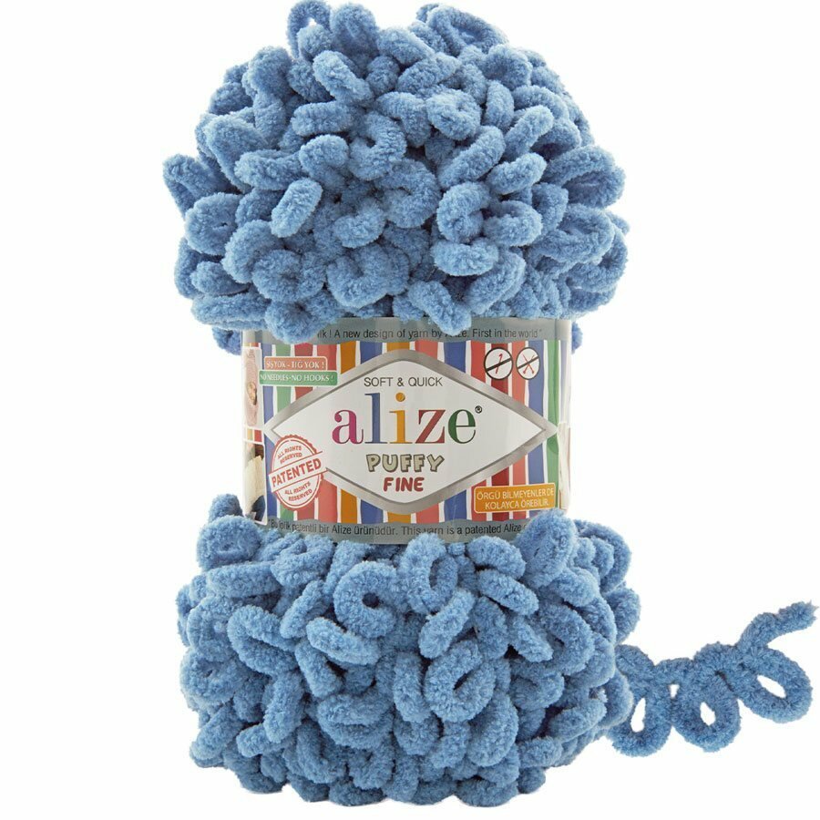 Пряжа Alize PUFFY FINE 374 св. джинс (5 мотков)
