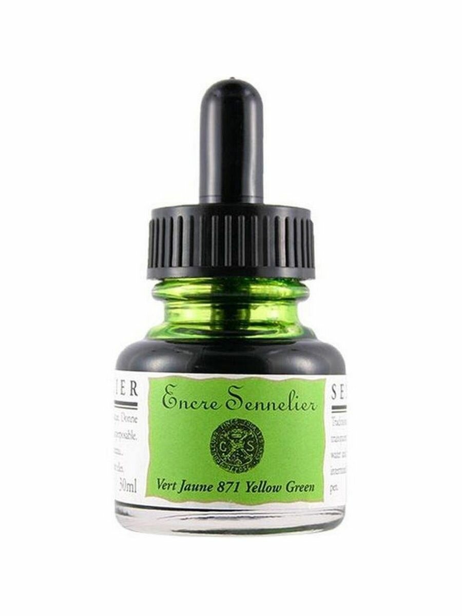 Sennelier Тушь желто-зеленый 30 мл , 110 грамм для рисования