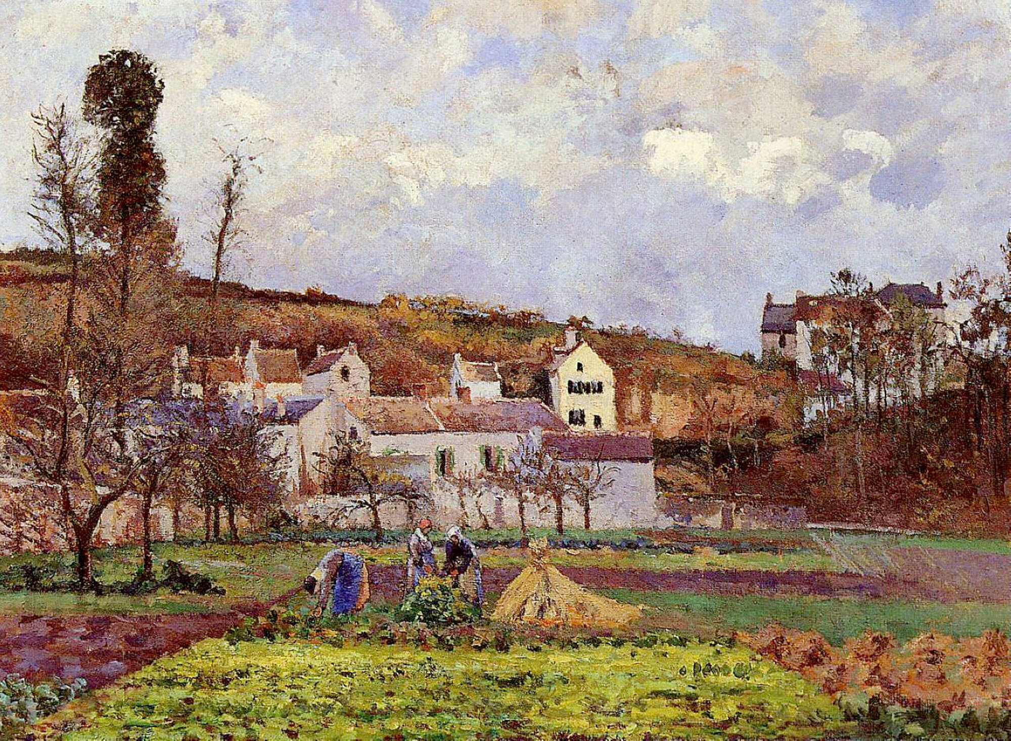Картина Писсаро Камиля Огороды в селении Эрмитаж, Понтуаз 18 80х59 см