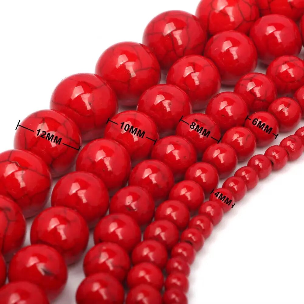 Синтетические бусины Говлит 4/6/8/10/12 мм красные 10MM15PCS