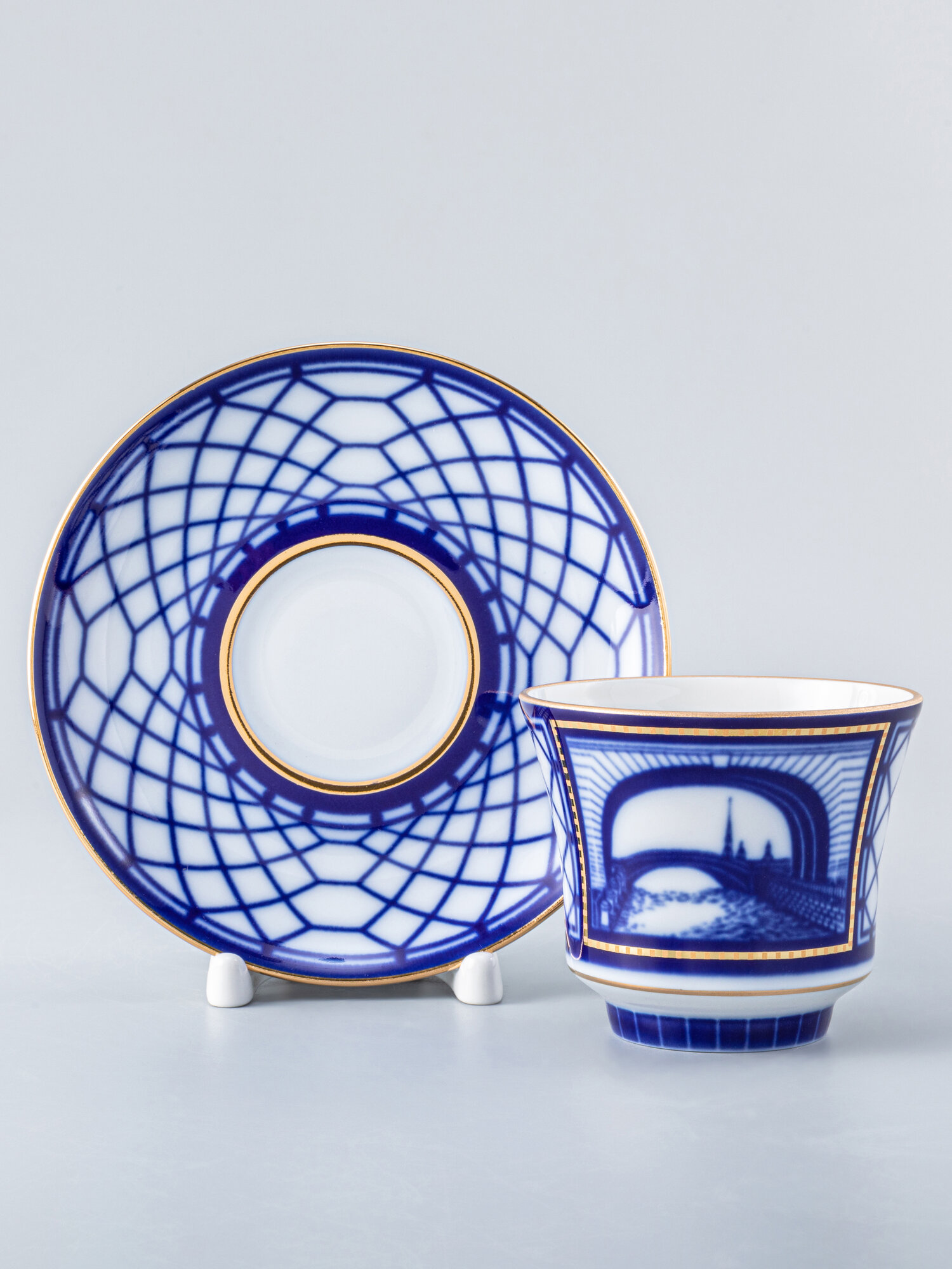 Чайная пара "Эрмитажный мост" форма Банкетная 220 мл, Императорский фарфоровый завод