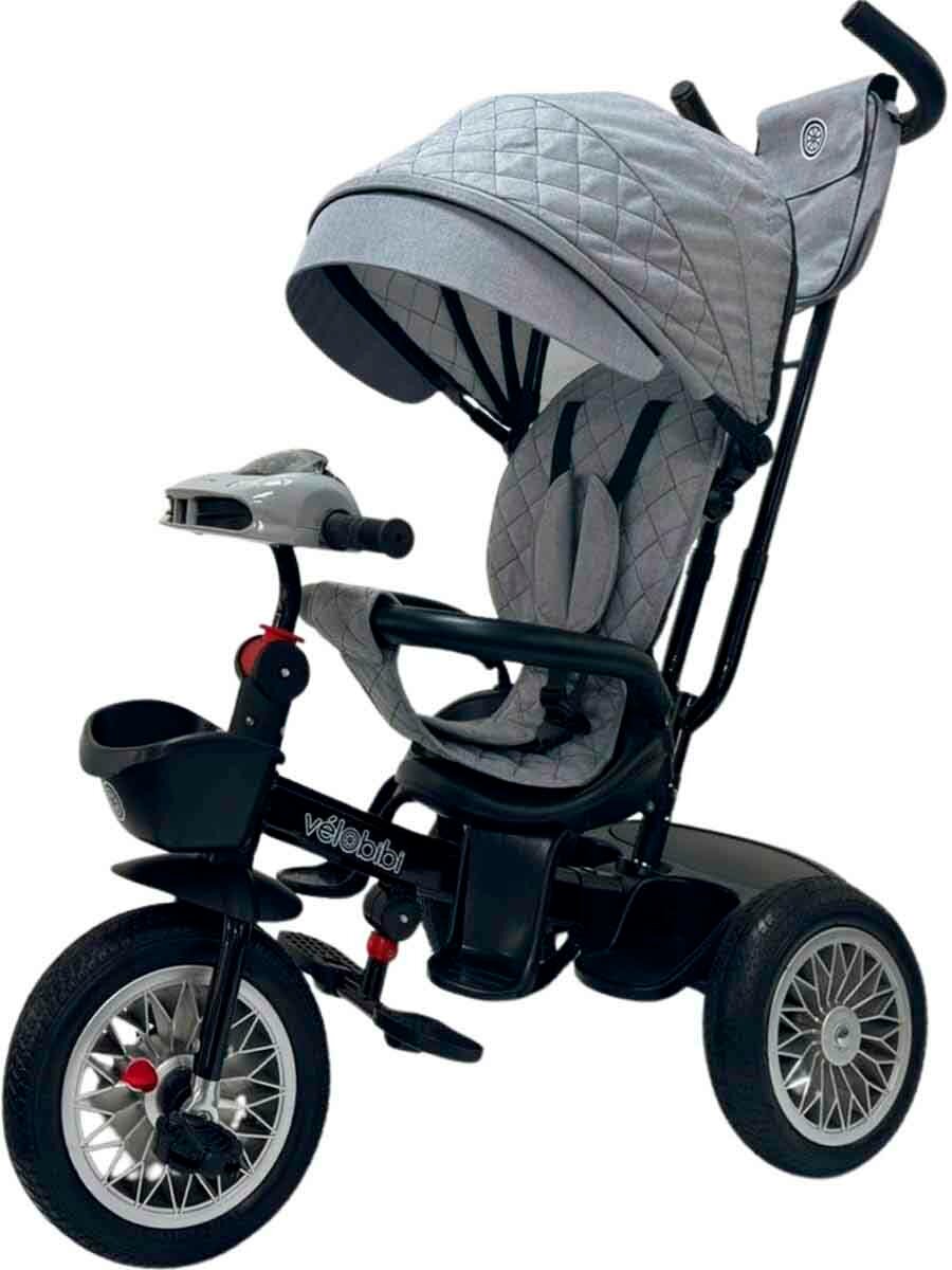 Велосипед трёхколёсный галактика (резиновые колеса 12"/10", свет, музыка, bluetooth, usb) серый (арт. ВЛ-2648)