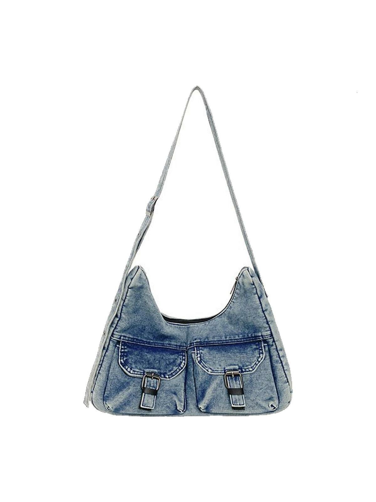 Джинсовая сумочка через плечо Вместительное внутреннее хранилище Сумка через плечо из моющейся ткани Модный аксессуар