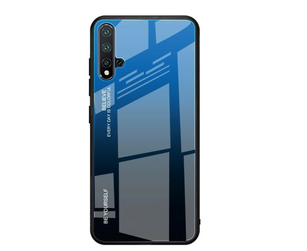 Чехол MyPads для Huawei nova 5i / Huawei P20 Lite (2019) стеклянный из закаленного стекла с эффектом градиент синий