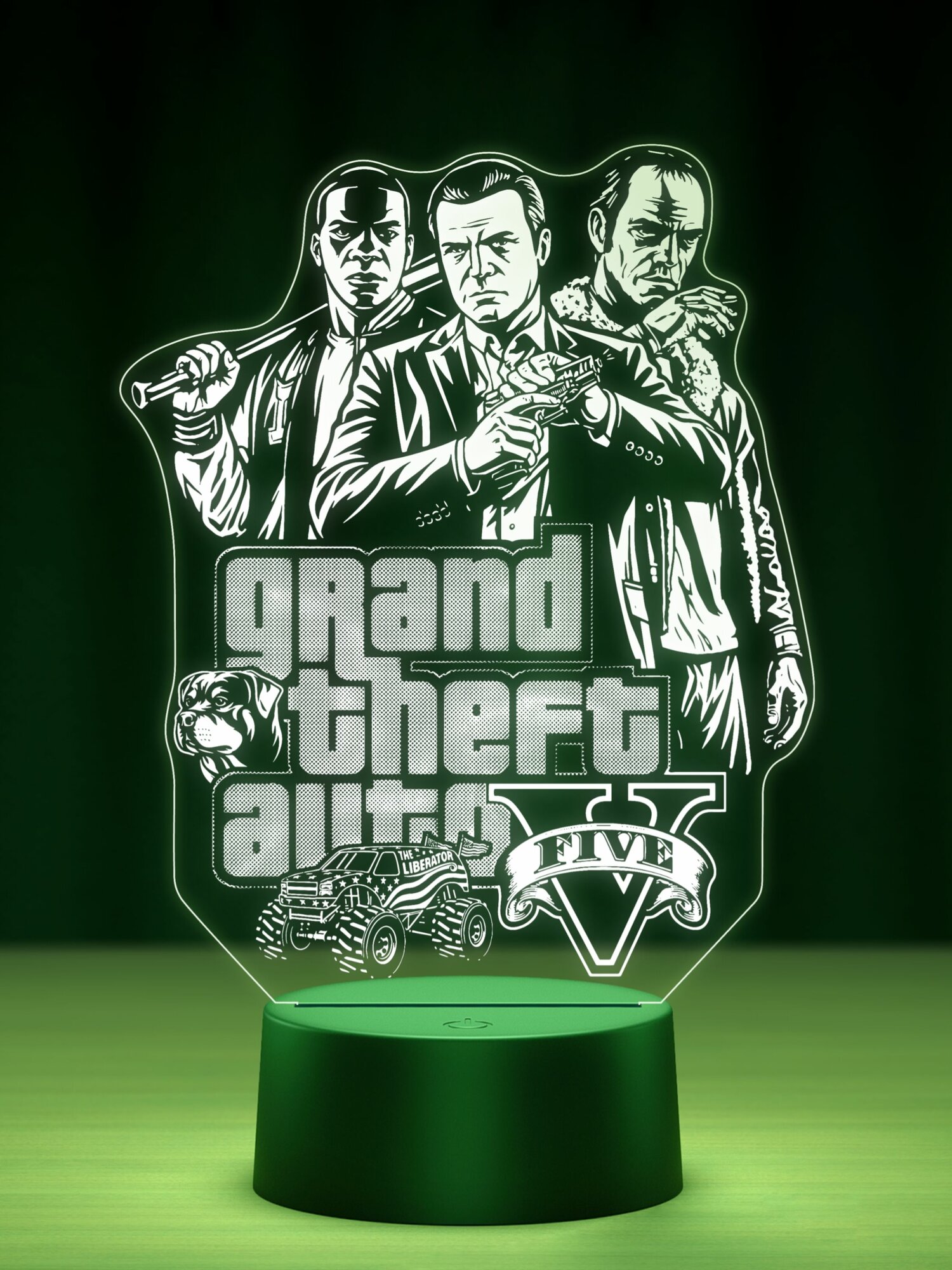 Ночник Игра Гта 5 - Gta 5. Подарок геймеру — декор для игровой комнаты с символикой популярных игр, узнаваемыми персонажами и атмосферой киберспорта.