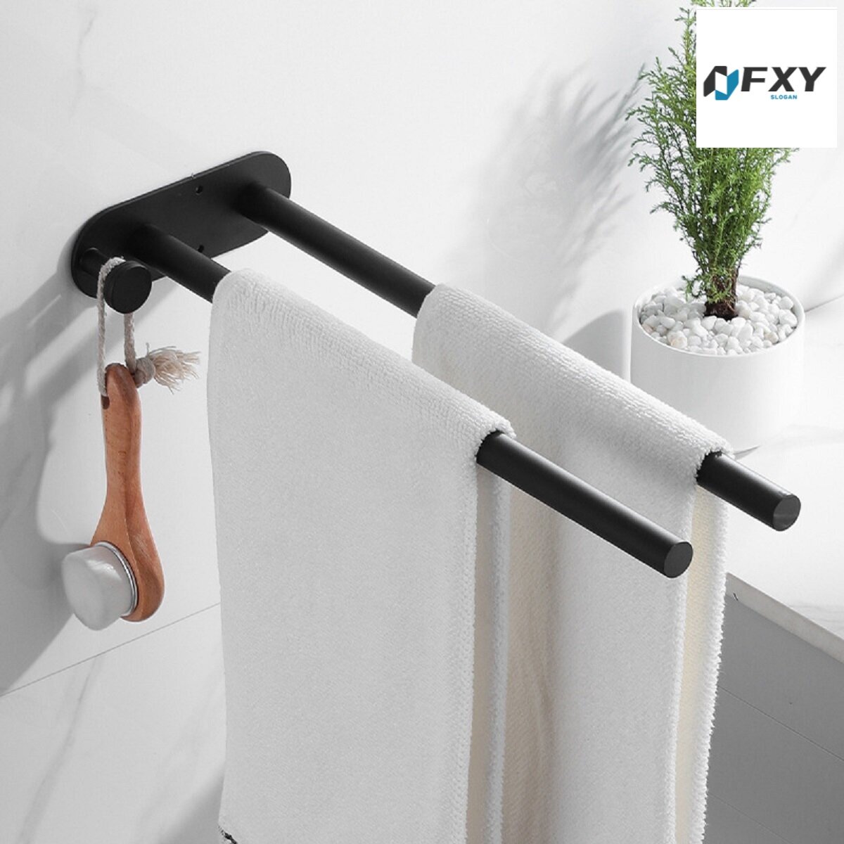 Эксклюзивный держатель для полотенец BGL Plan 400 черный матовый 40х14х8 см с двойным креплением