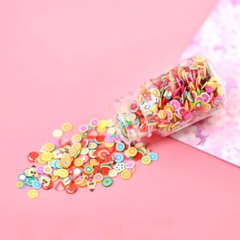 Набор для создания слайма RtopR фруктовые кусочки из мягкого пластилина 1200 шт Розовый, 1