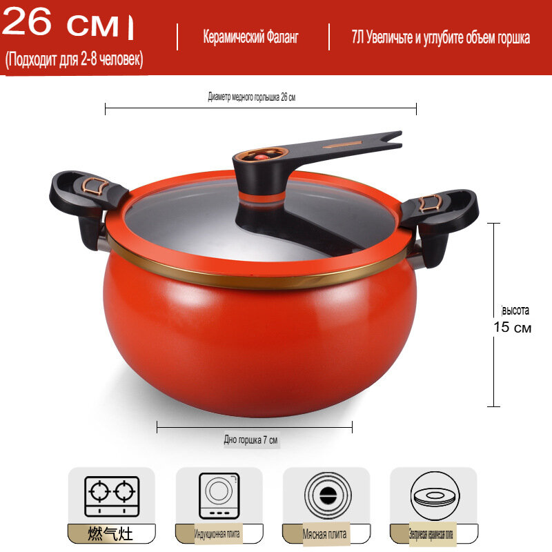 Керамическая эмалированная посуда для тушения под давлением с защитой от пригорания