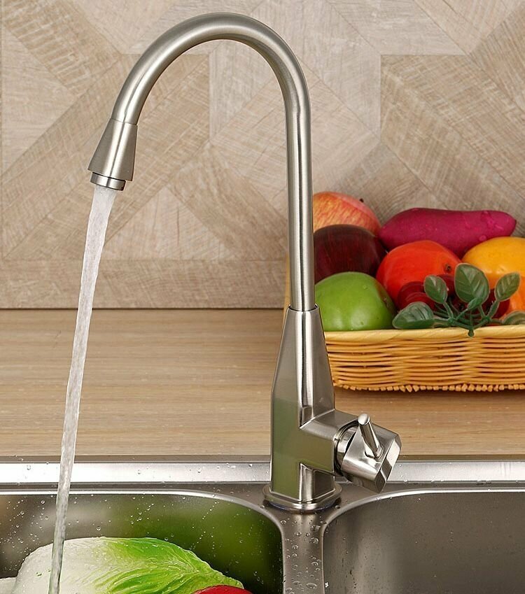 H40082G Смеситель Hansen для кухни одно рычажный, с поворотным изливом высокий Сатин