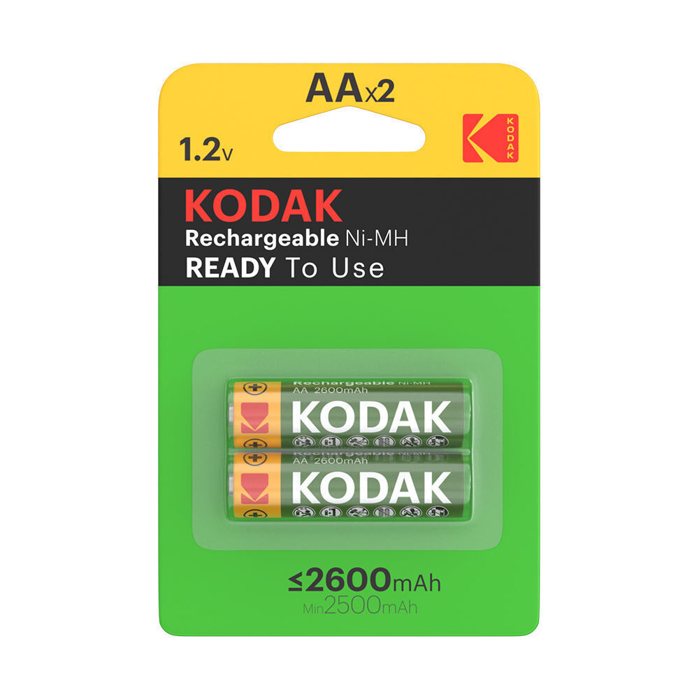 Аккумуляторные батарейки АА пальчиковые KODAK HR6-2BL (2600 mAh) (KAAHR-2) - 2 шт.