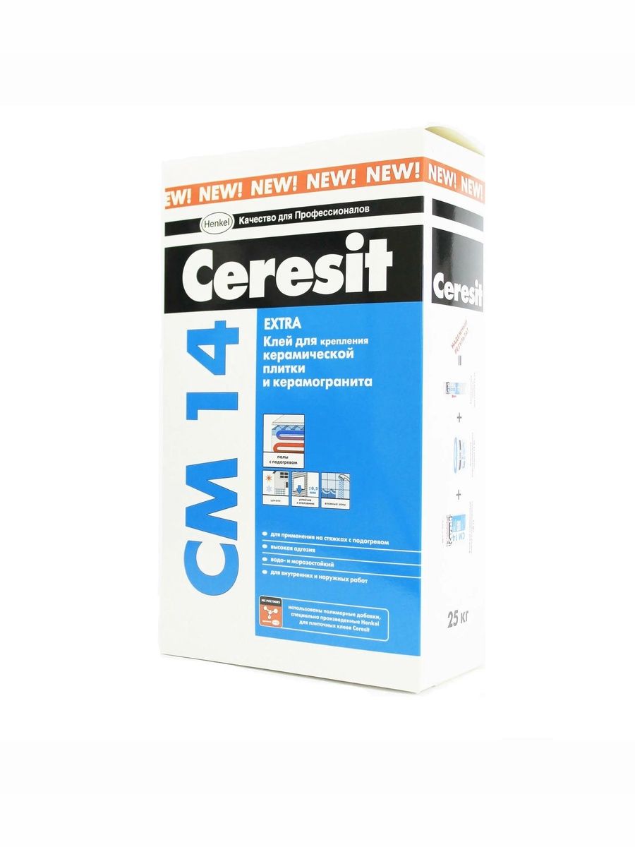 Ceresit СМ14 Extra 25 кг клей для плитки и камня, универсальный цементный клей