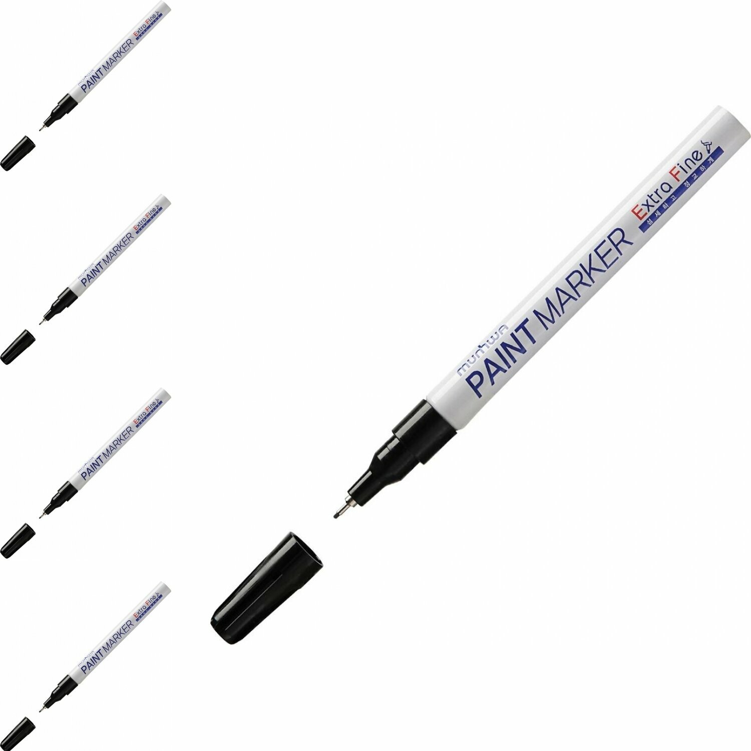 Маркер-краска MunHwa Paint Marker Extra Fine черный 1мм (комплект из 4 шт.)
