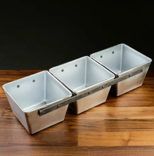 Форма для выпечки хлеба квадратная 3Л 12,5х12,5х10см 3-х секционная литой алюминий