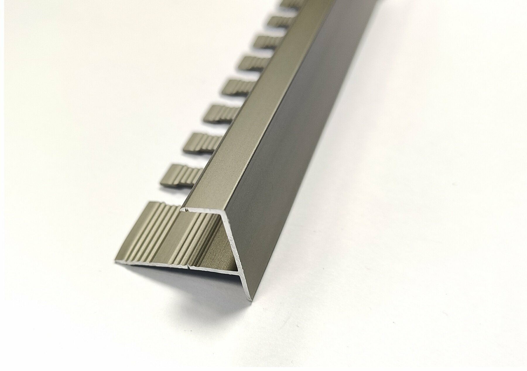 Профиль F-образный алюминиевый для плитки до 12мм, ПФ-12, длина 2,7м, Бронза матовая