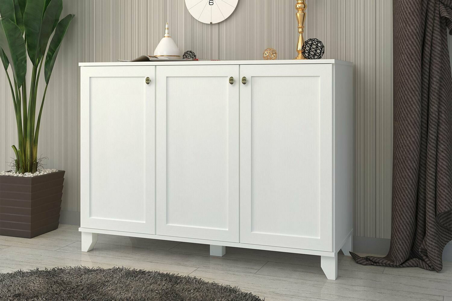 Комод Ренди 14М 120х40х90 белый, рамка квадро МДФ, ножка №3