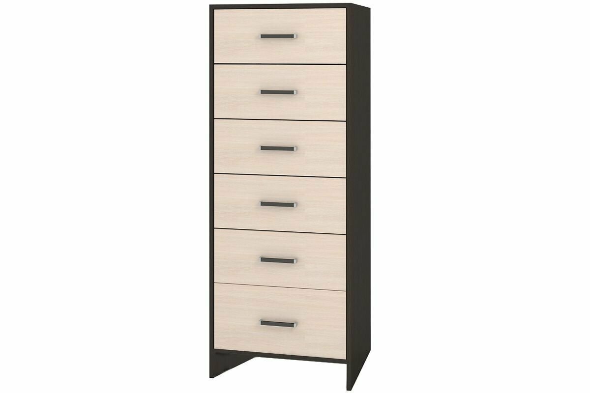 Комод К-16 50х43х135 6 ящиков, венге цаво, дуб млечный