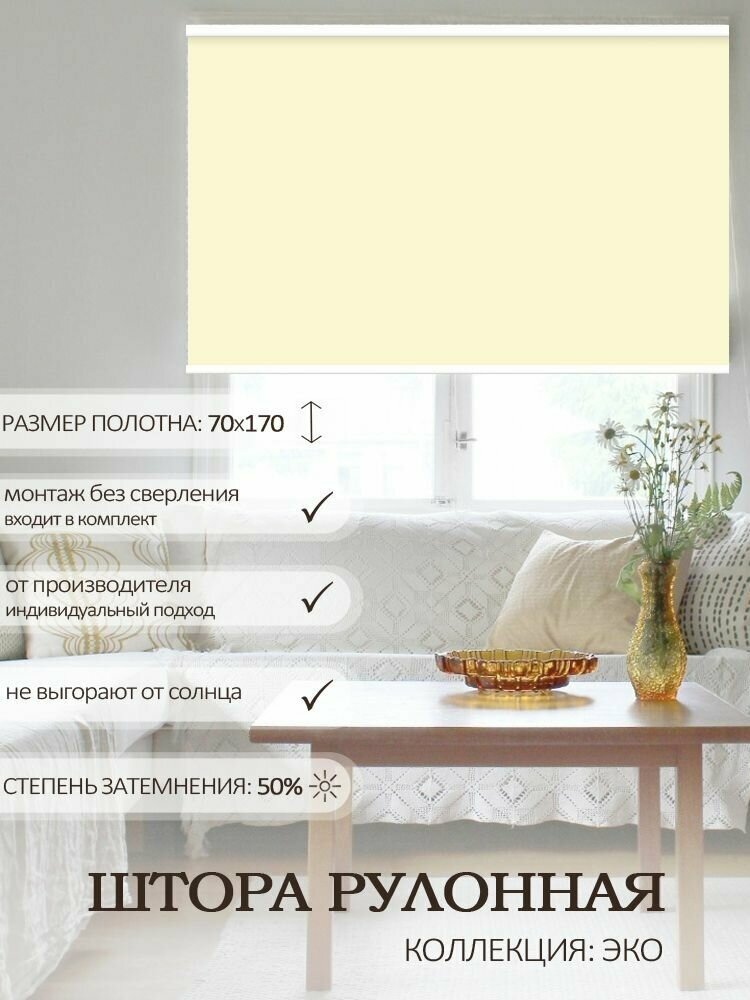 Рулонные шторы на окно однотонные Эко без сверления