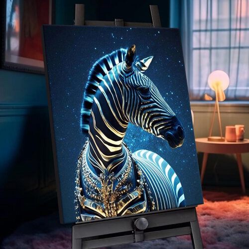 Картина по номерам с кристаллами из хрусталя Флюид SHR0534 Мифическая зебра 40х50 см