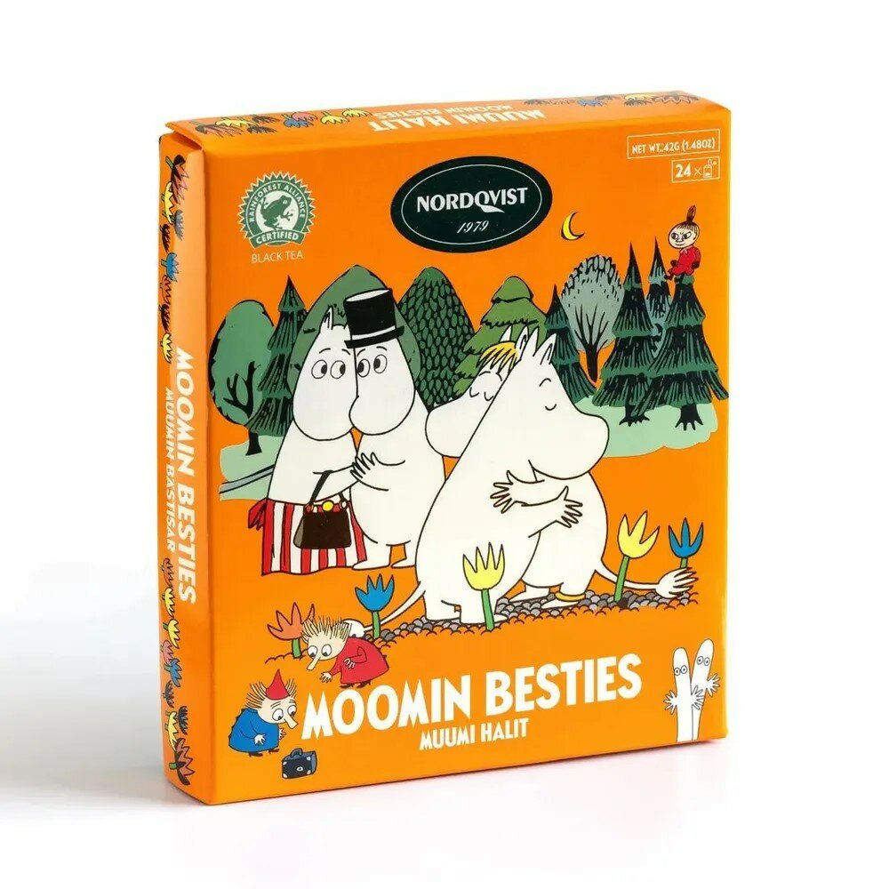 Чай черный Nordqvist MOOMIN BESTIES "Лучшие мумины" ассорти 4 вкуса, 24 пакетика (Финляндия)