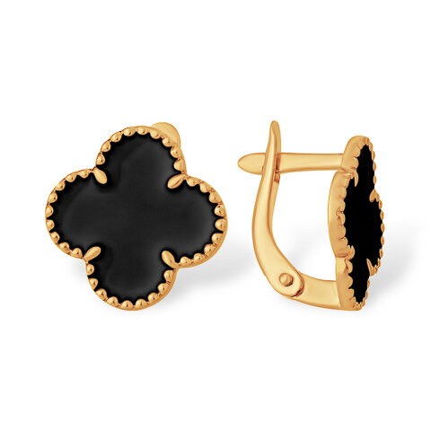 Серьги, красное золото, 585 проба, эмаль