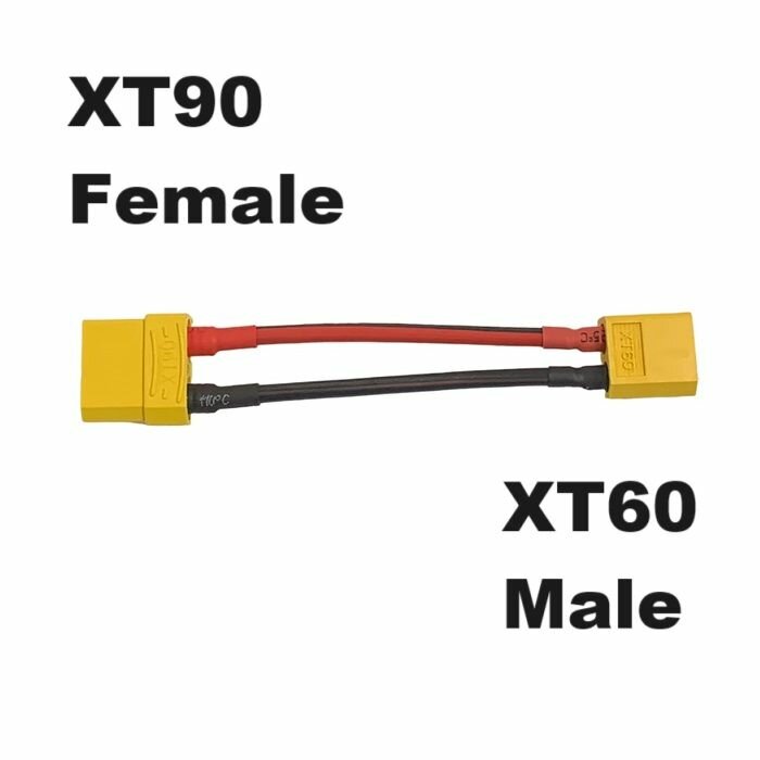 Переходник XT90 на ХТ60 (мама / папа) N15 соединительный разъем питания XT60 желтый XT-90 адаптер силовой провод XT60H коннектор XT60U M штекер аккумулятор, батарея з/ч ESC р/у запчасти