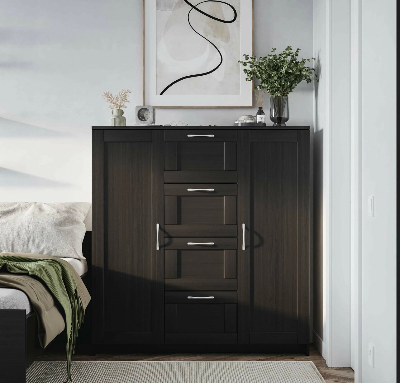 "Сириус" тумба с 2 дверьми и 4 ящиками, 117x123x41,2 см, скандинавский стиль, 61,3 кг