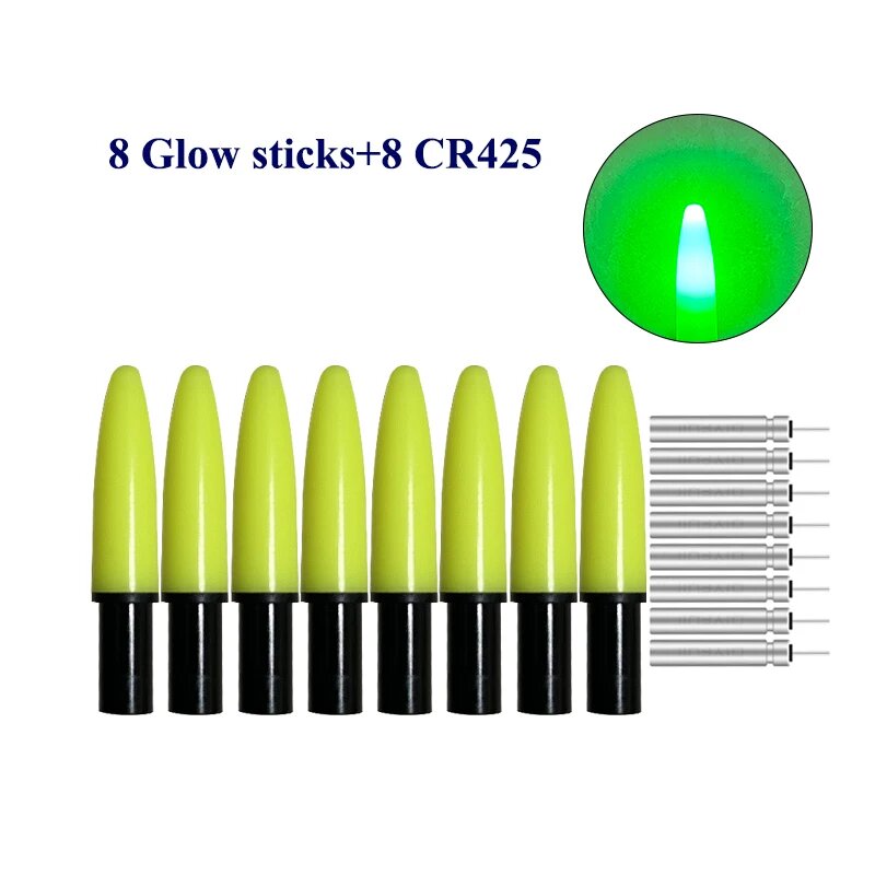 8 шт. светящихся палочек LDJ Green CR425 для рыбалки