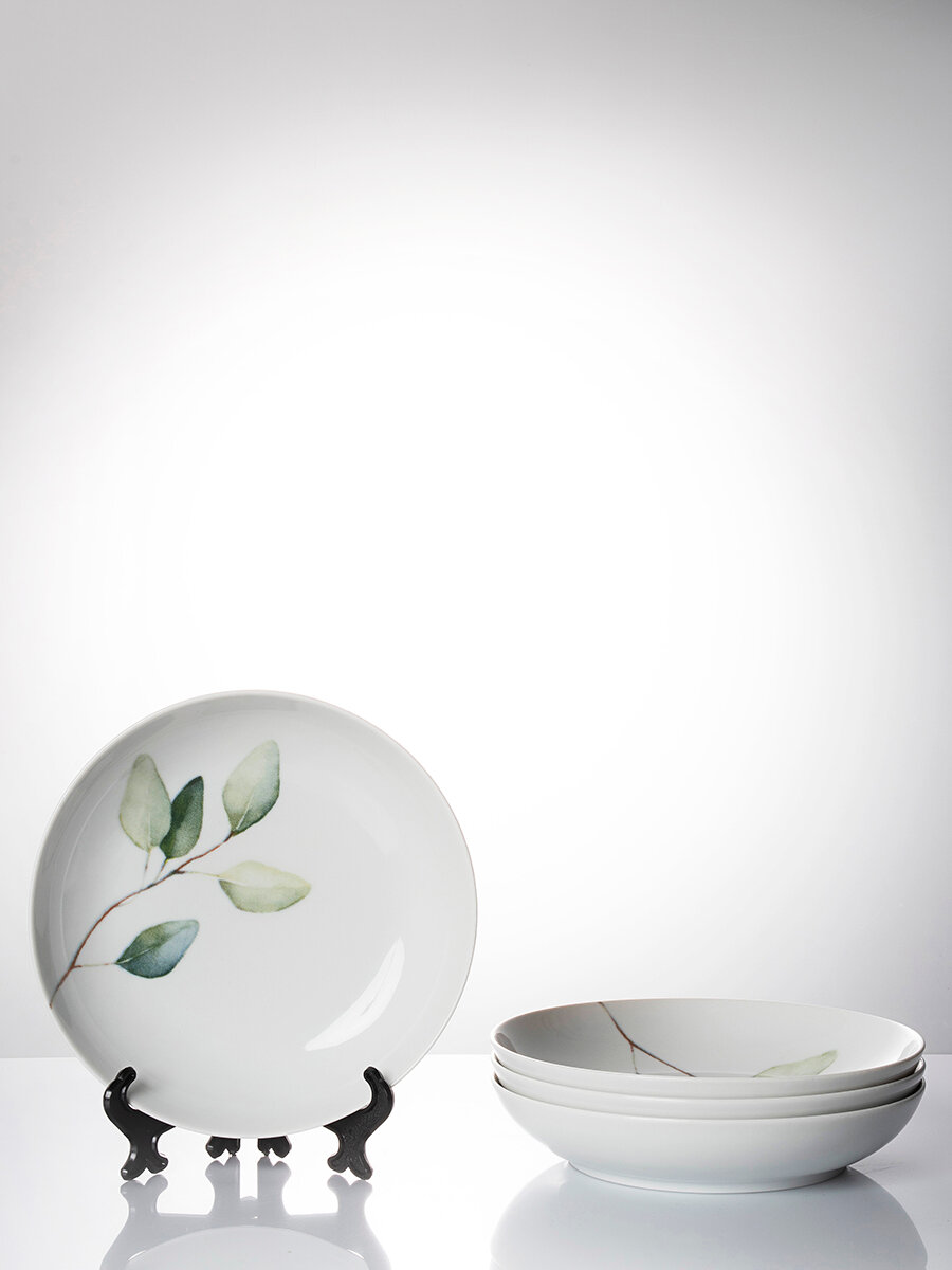 Набор фарфоровых тарелок глубоких 205 мм "Аллея" ф. Универсал, 4 шт, Добрушский фарфоровый завод