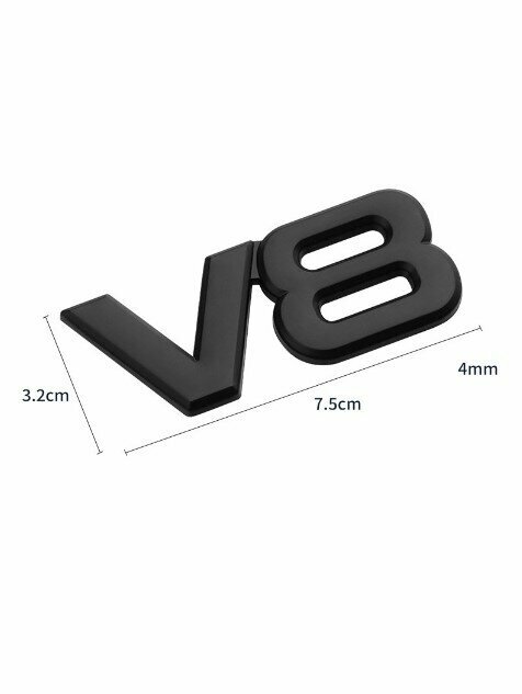 Металлический шильдик с логотипом V8, чёрный