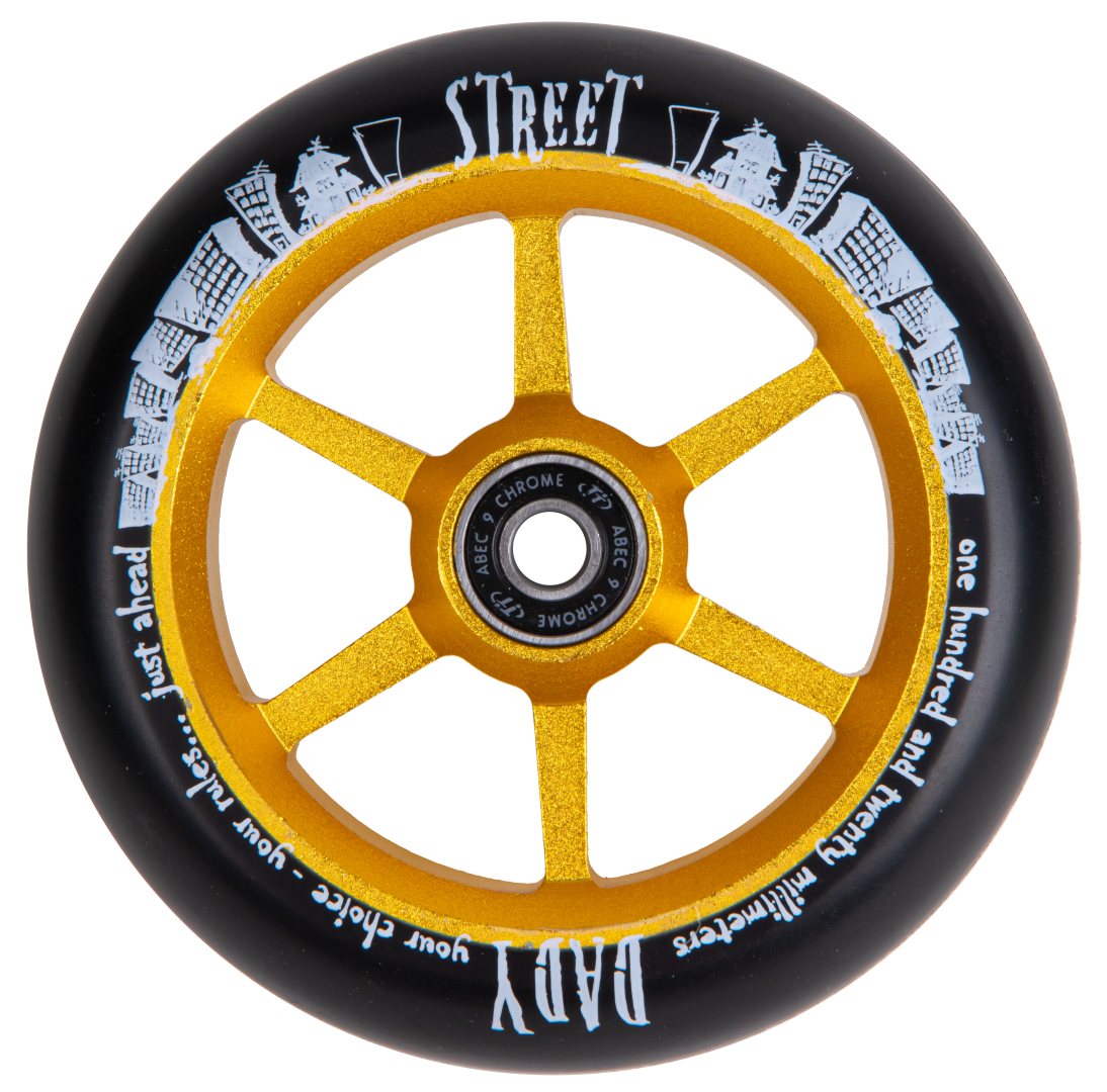 Колесо для трюкового самоката Tech Team TT 120x30 мм. 6ST Street Dady - Gold/Black