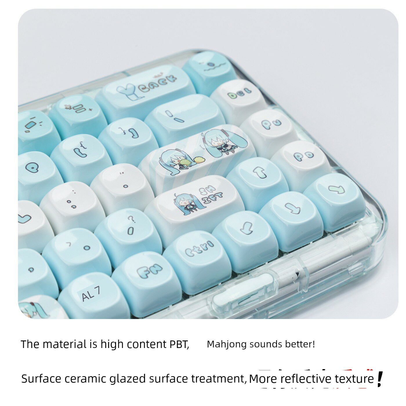 Керамические кейкапы Hatsune Miku, высота MOA, PBT, совместимые с магнитными переключателями, для MAC Forerunner X87F99