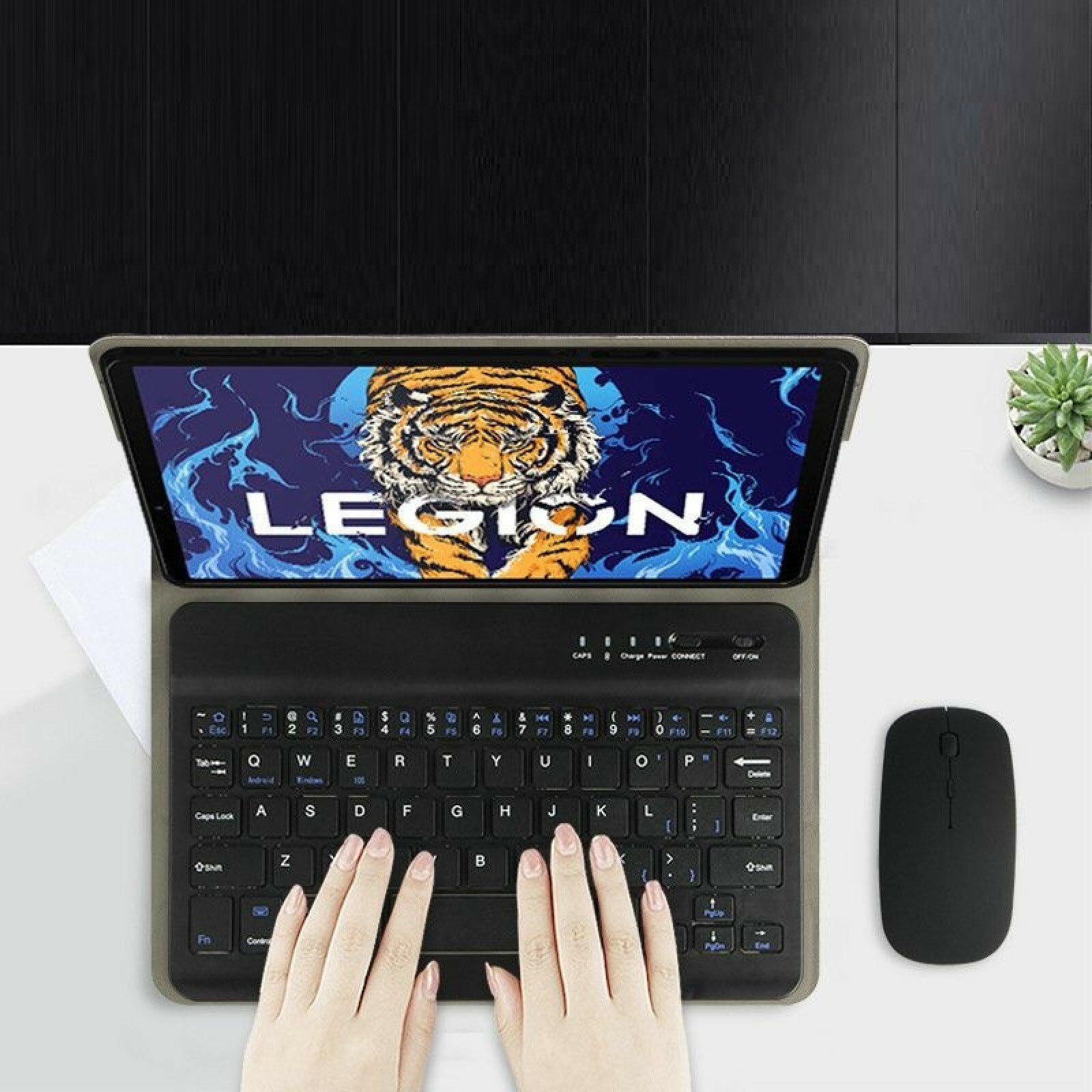 Чехол-клавиатура MyPads для Lenovo LEGION Y700 TB с магнитным креплением и беспроводной мышью