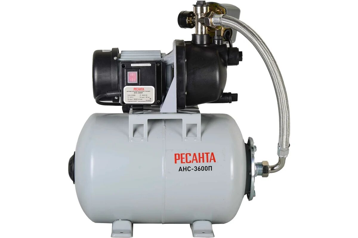 Насосная станция Ресанта АНС-3600П 77/1/1, 800 Вт, до 60 л/мин, ресивер 24 л