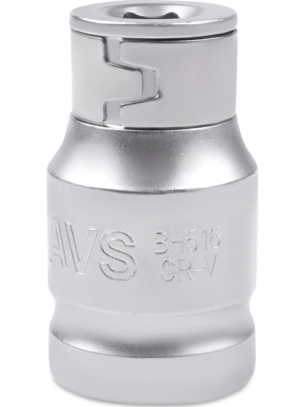 Адаптер для бит AVS BH516 (F1/2"DR*F5/16"HEX) - хромованадиевая сталь, твердость 45-48 HRC, сатиновое покрытие