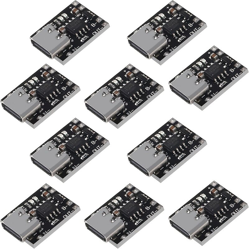 10 шт Супер мини USB Type-C зарядный модуль для литиевых батарей 3.7V/4.2V с защитой и индикатором заряда (5V USB-C вход)