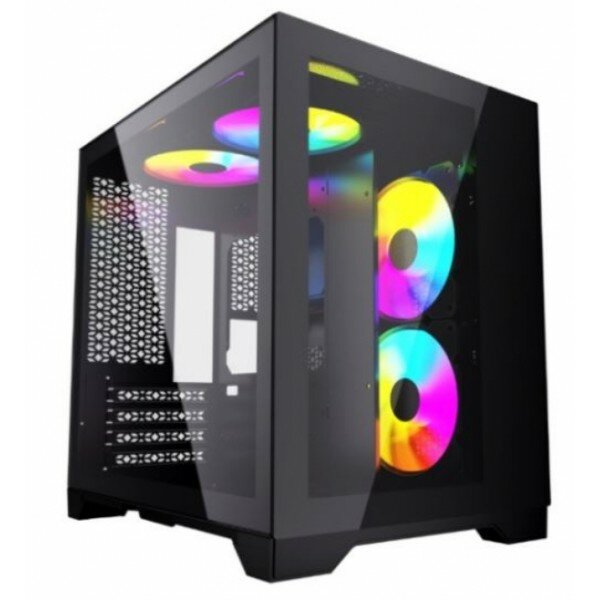 Компьютерный корпус Powercase Vision Micro, Black, Tempered Glass, 4х 120мм 5-color fan, черный, mATX (CVBM-L4)
