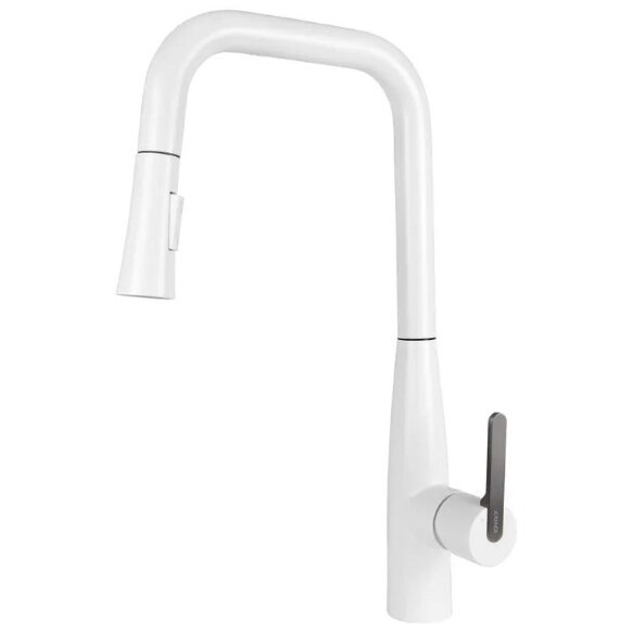 Смеситель Kaiser (Кайзер) Claro для кухни c выдвижной лейкой White matt/Gun metal (22144-24)