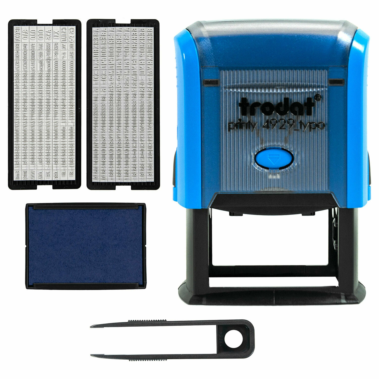 Штамп самонаборный 6-строчный, оттиск 50х30 мм, синий без рамки, TRODAT 4929 P3, кассы В комплекте, 53408