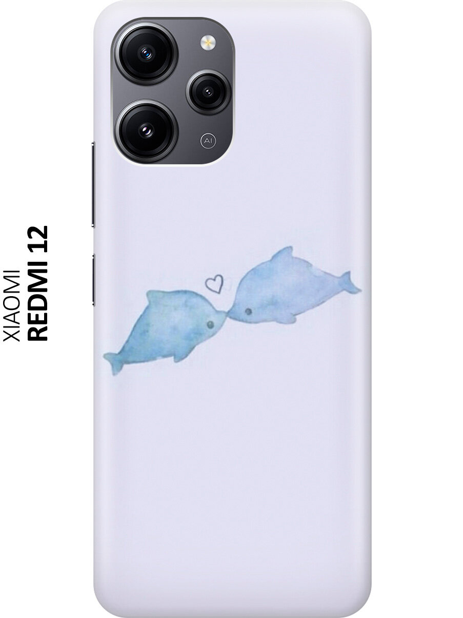 Силиконовый чехол на Xiaomi Redmi 12, Сяоми Редми 12 с принтом "Дельфинчики"