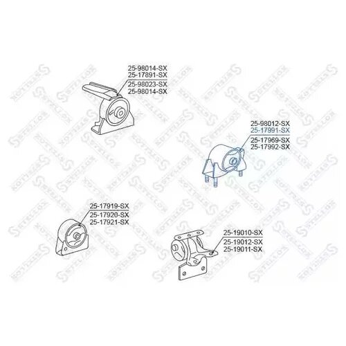Подушка двигателя задняя TOYOTA COROLLA AE100 / EE100 / CE100 1991-1997, 2517991SX STELLOX 25-17991-SX