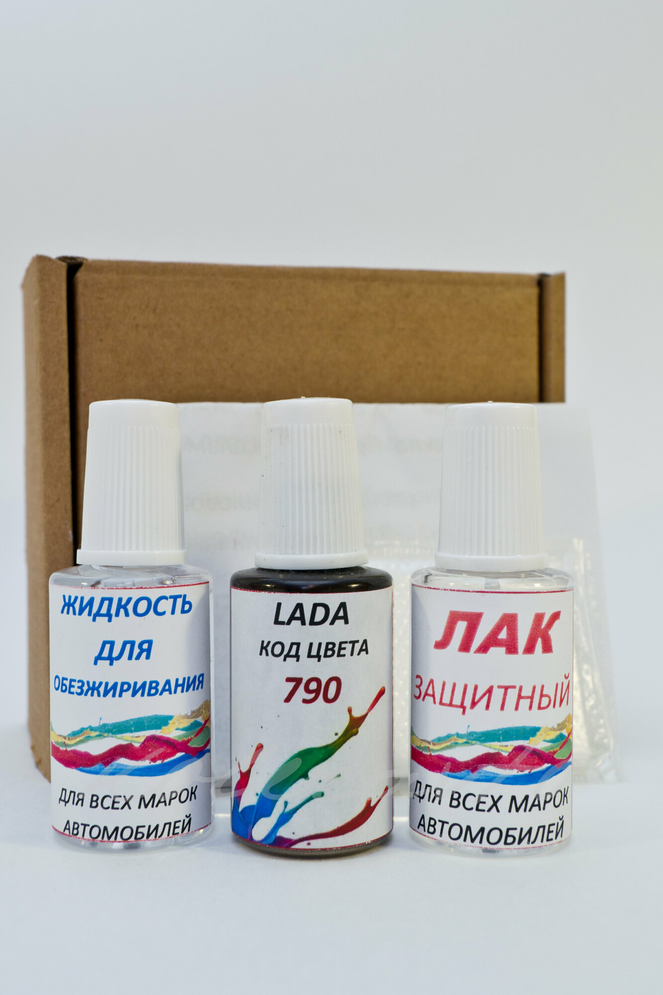 Подкраска для сколов во флаконе с кисточкой 790 для LADA (Datsun C01, C01G) Кориандр, Золотисто-коричневый, краска+лак+обезжириватель 3 предмета