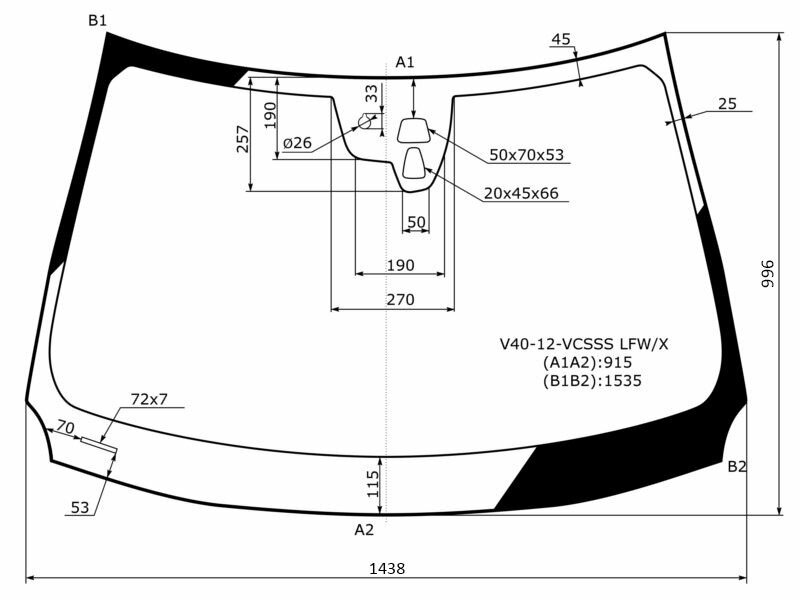 Стекло лобовое (Две камеры/ Датчик дождя) Volvo V40 13-19 XYG арт. V4012VCSSSLFWX
