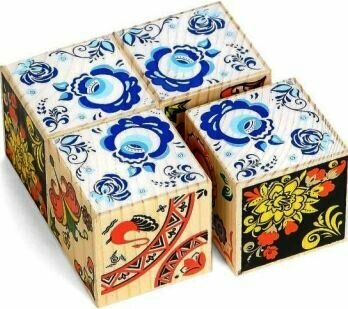 Кубики "Русские узоры" 4 кубика Томик