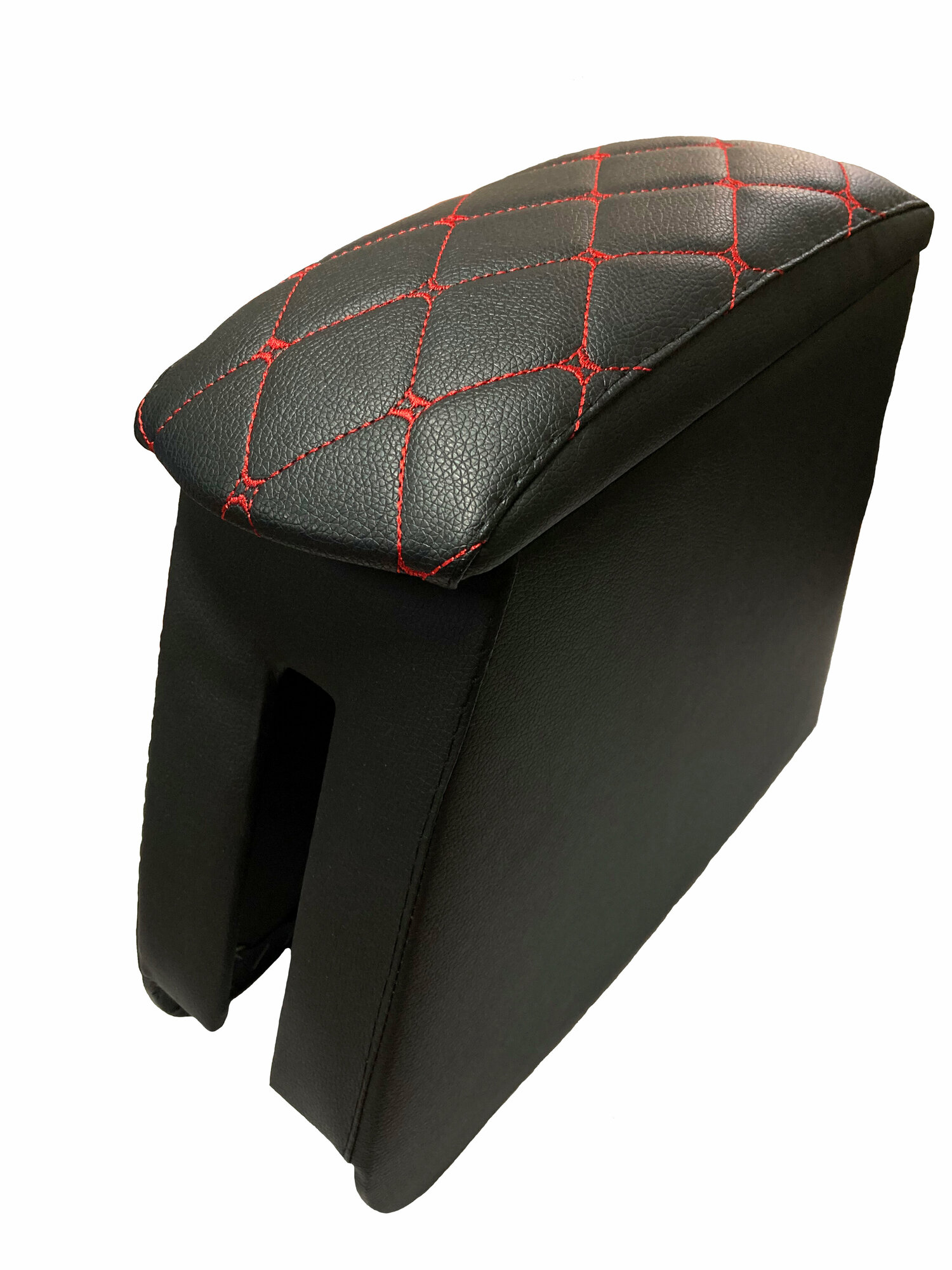 Подлокотник - бар для LADA Granta FL / Гранта / Калина. Экокожа, черный, красная строчка.