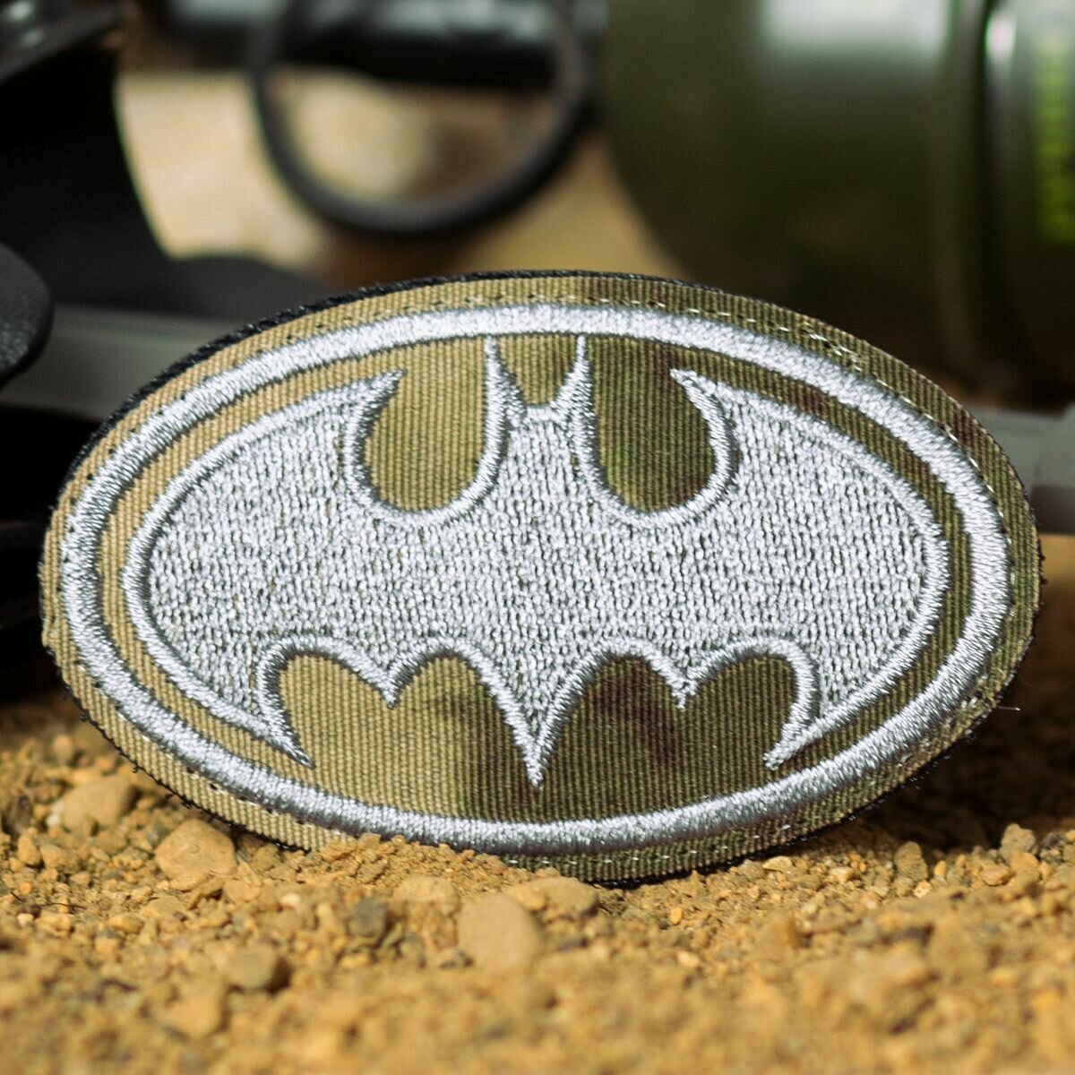 Нашивка ( шеврон патч patch ) тактическая Бэтмен вышитая на липучке рип-стоп 8,5х5 мох зеленый