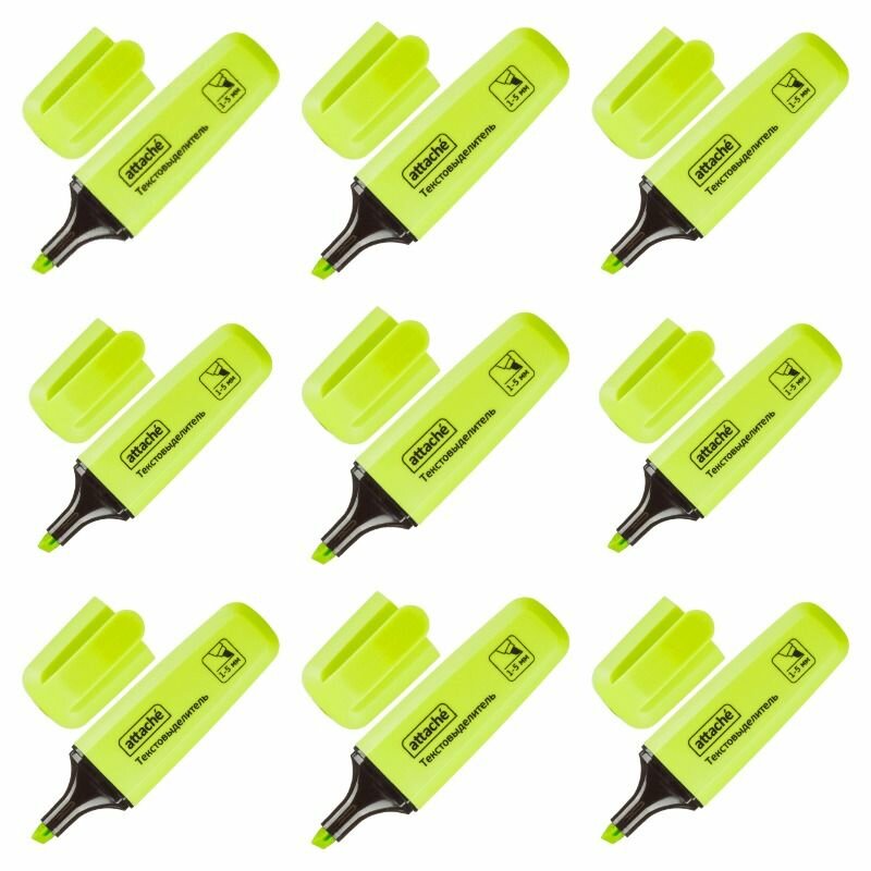 Attache Маркер текстовыделитель Palette, 1-5мм, желтый, 9 шт.