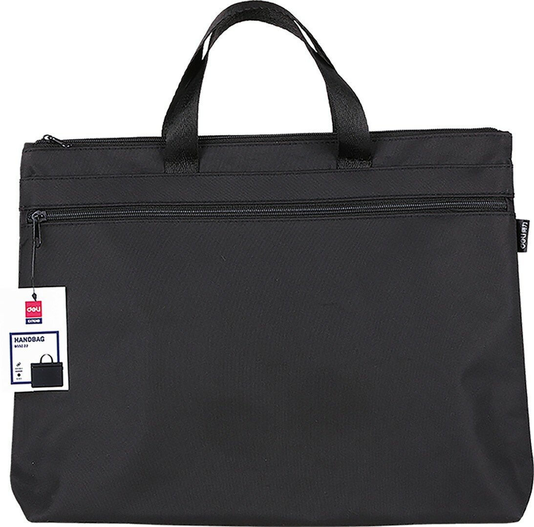 Папка-портфель 2 отделения, A4, текстиль, черная (EB55022)