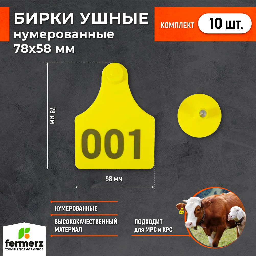 Бирки нумерованные Большие 78х58мм. Комплект 10 штук