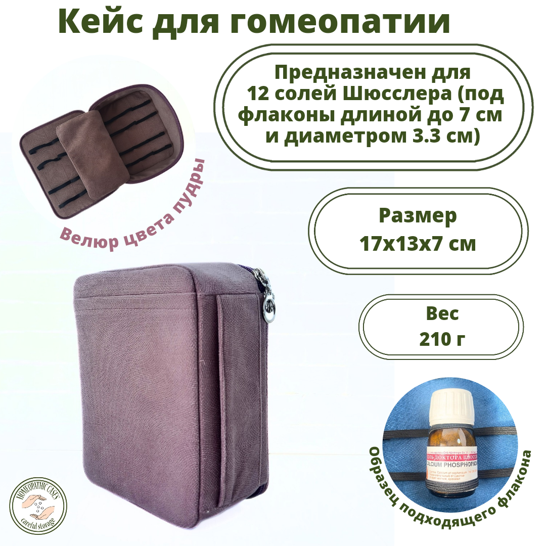 Аптечка, пенал, кейс для хранения и транспортировки гомеопатии на 12 флаконов для солей Шюсслера